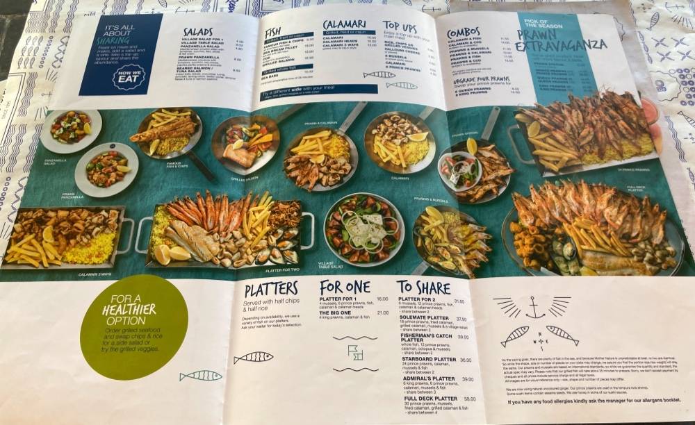 Menu au Ocean Basket Paphos, Paphos, Poseidonos Ave.