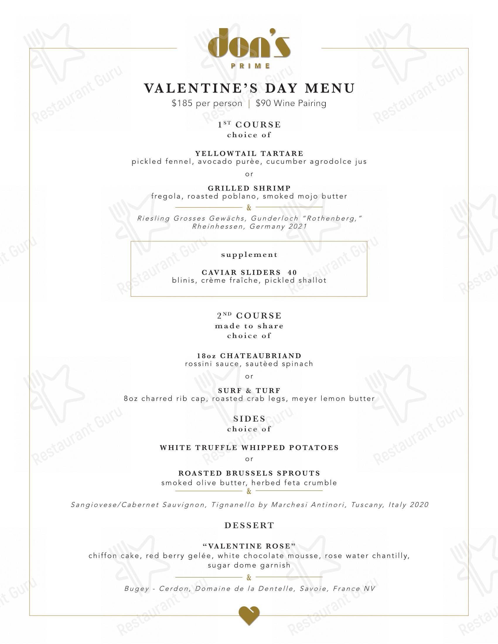 Menu at Papi Steak Las Vegas steakhouse, Las Vegas