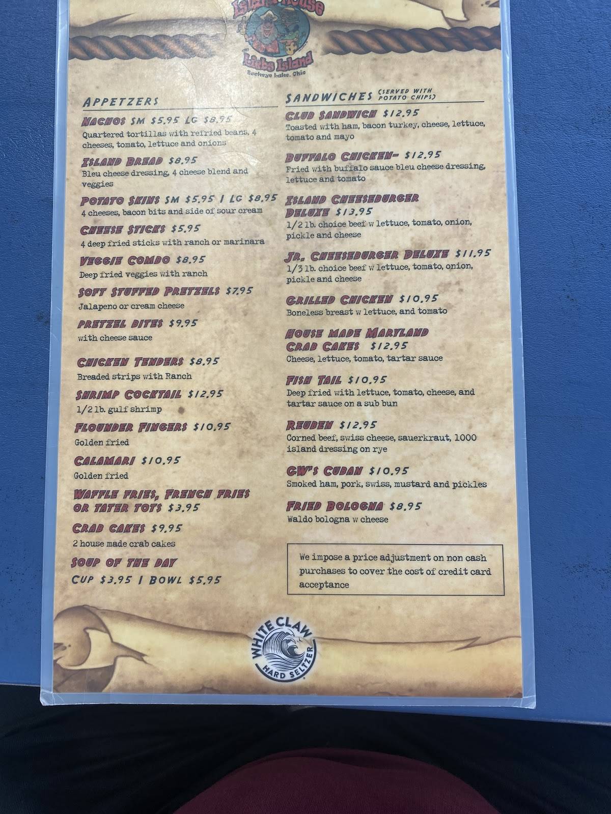 Menu at Pappy D's Island House pub & bar, Millersport