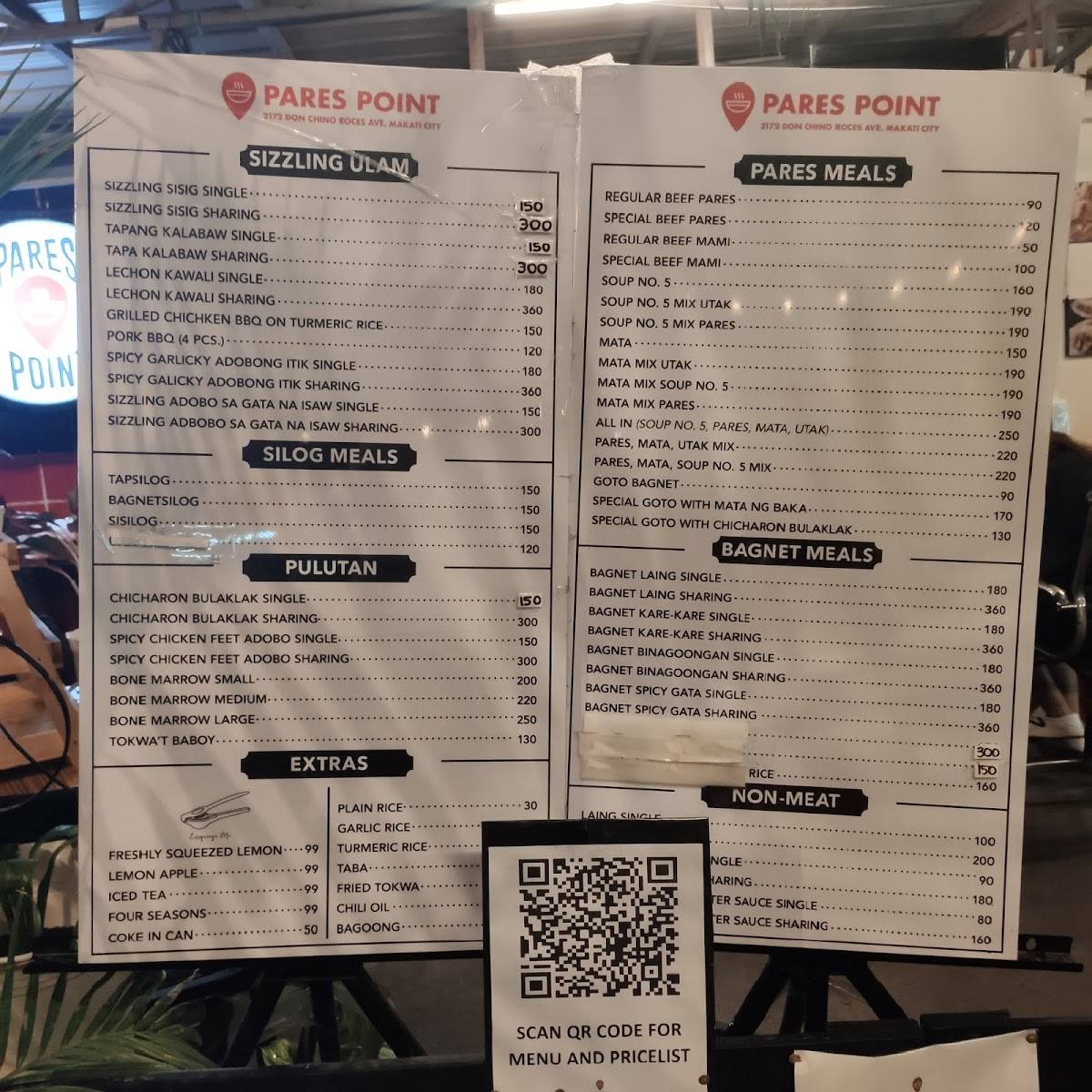 Menu at Pares Point Grill and Resto Bar, Makati