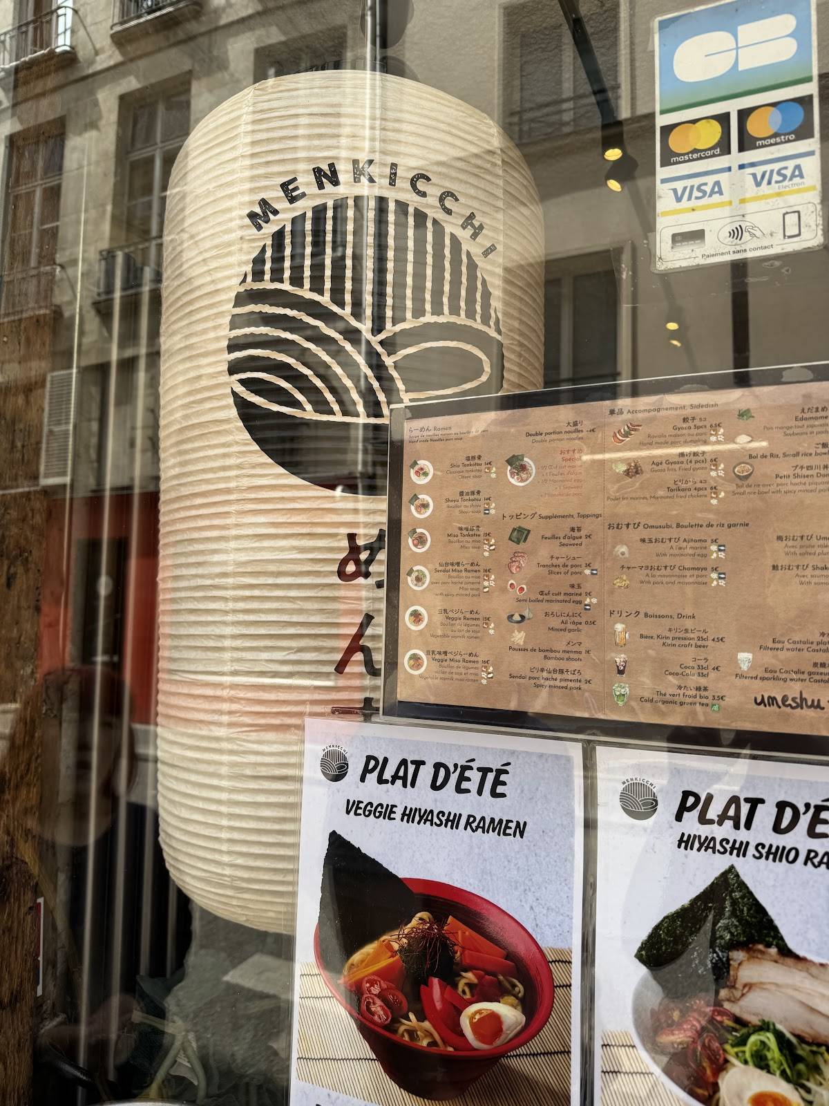 Menu at Menkicchi Ramen restaurant, Paris, 41 Rue Sainte-Anne