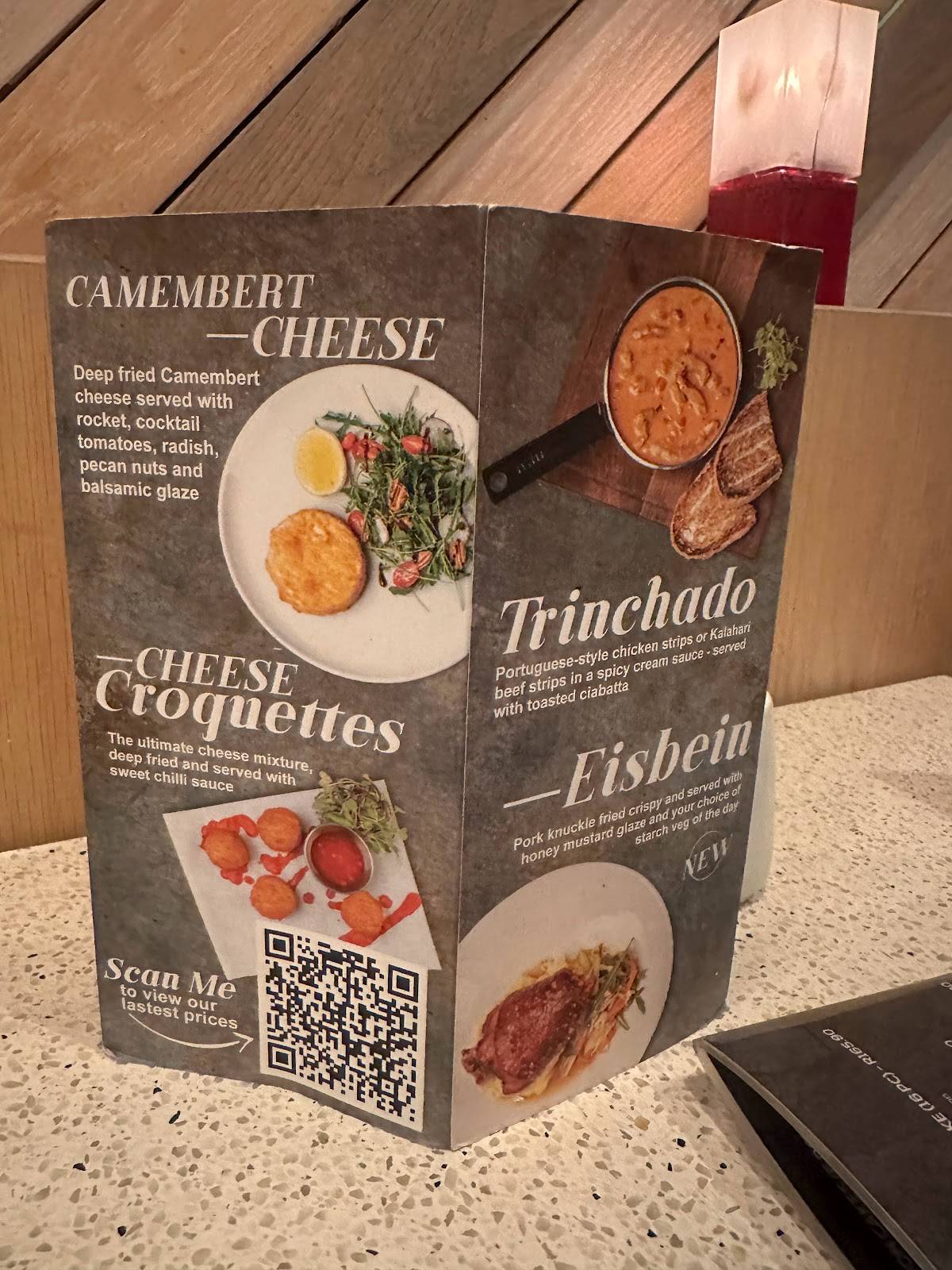 Menu at Parrots restaurant, Centurion, Shop 136