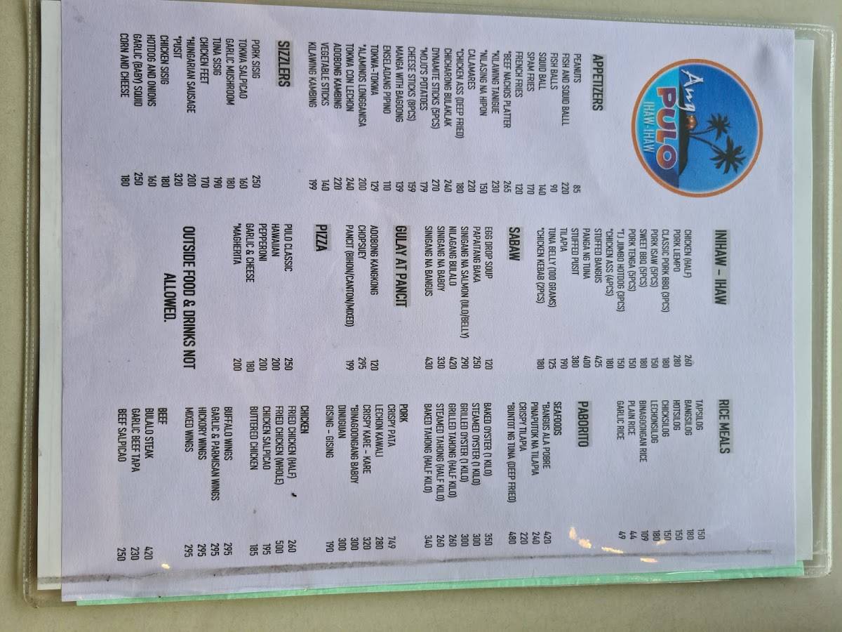 Menu at Ang Pulo Ihaw - Ihaw restaurant, Pasig