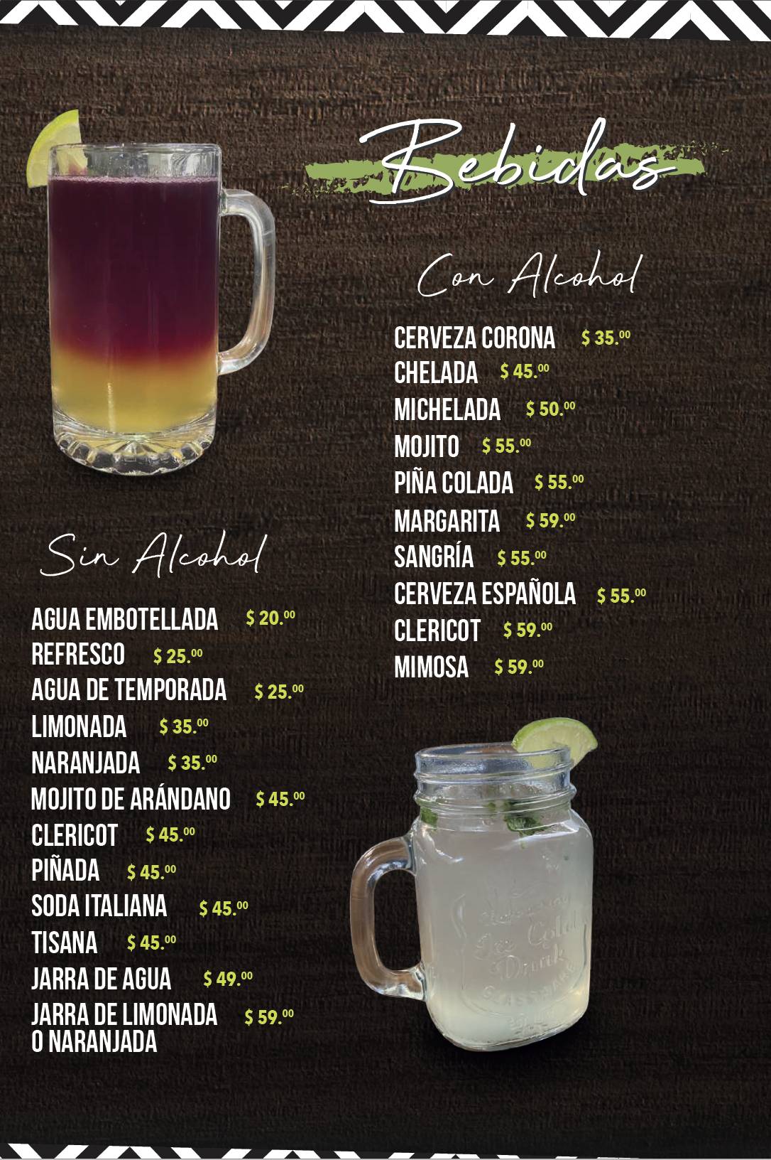 Menu at Patio Central restaurant, Zapopan