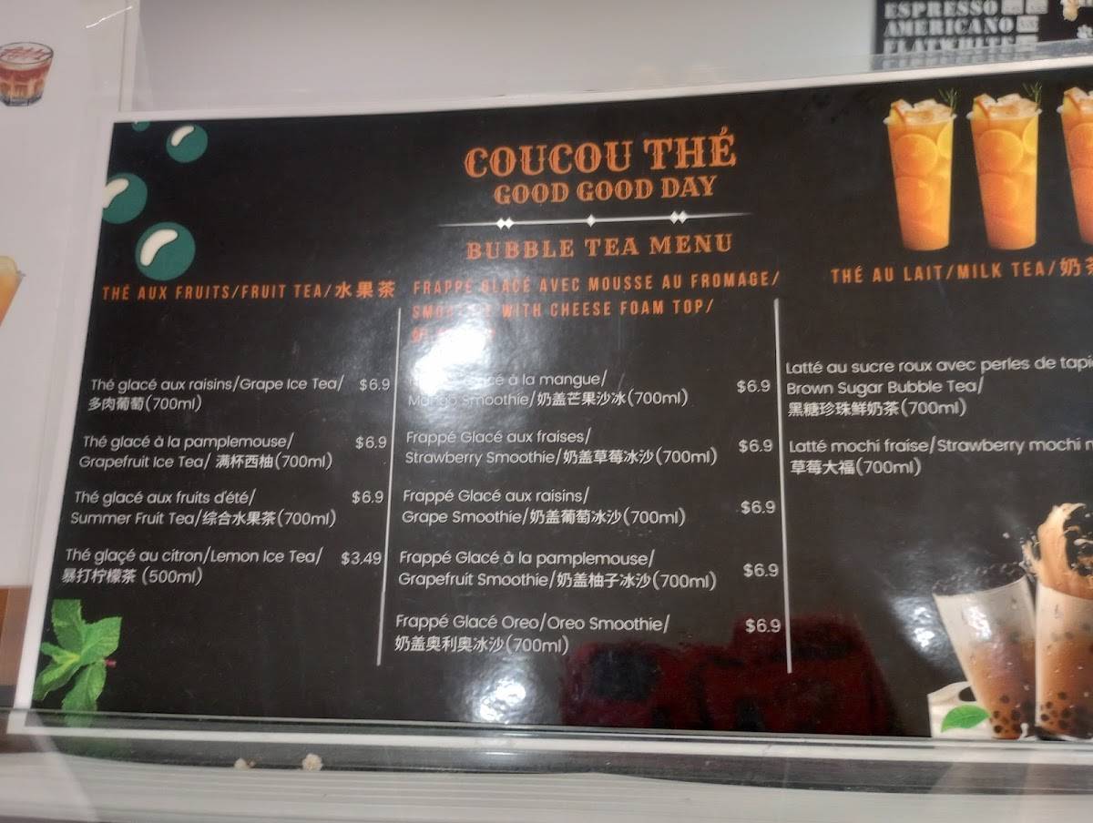 Menu at Pâtisserie Coucou Gâteau pub & bar, Montréal