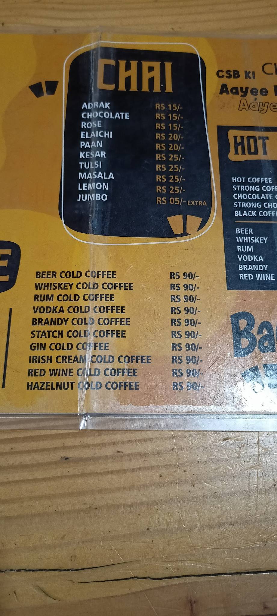 Menu at CHAI SUTTA BAR (Cuddle the kulhad), Rajendranagar, Patna