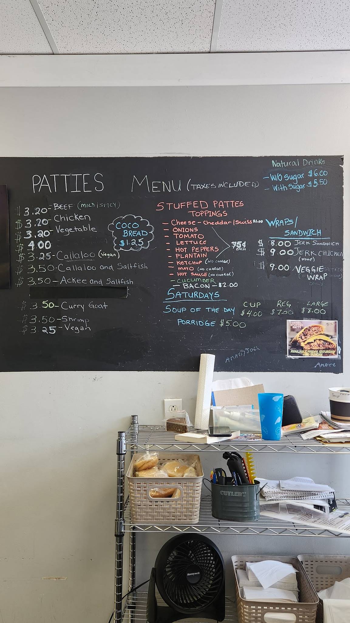 Menu at Patty Gyal restaurant, Ajax