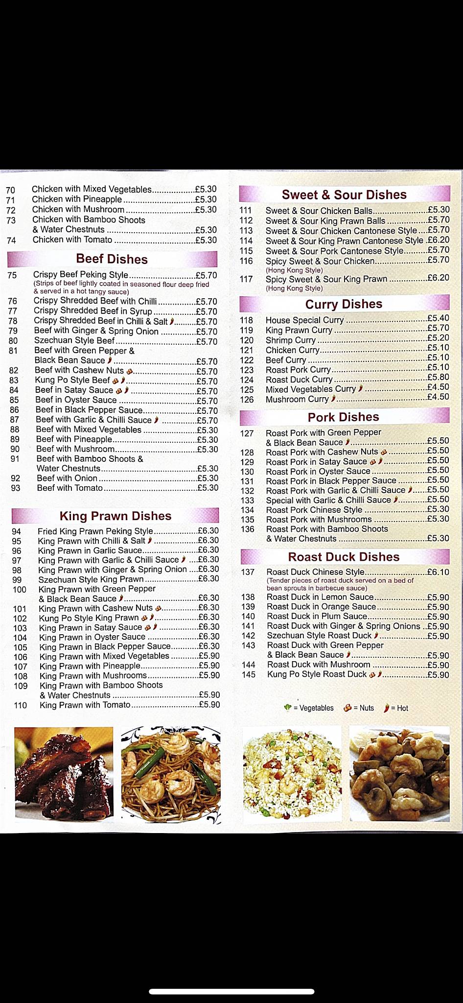 Menu at Pearl City fast food, Loughborough
