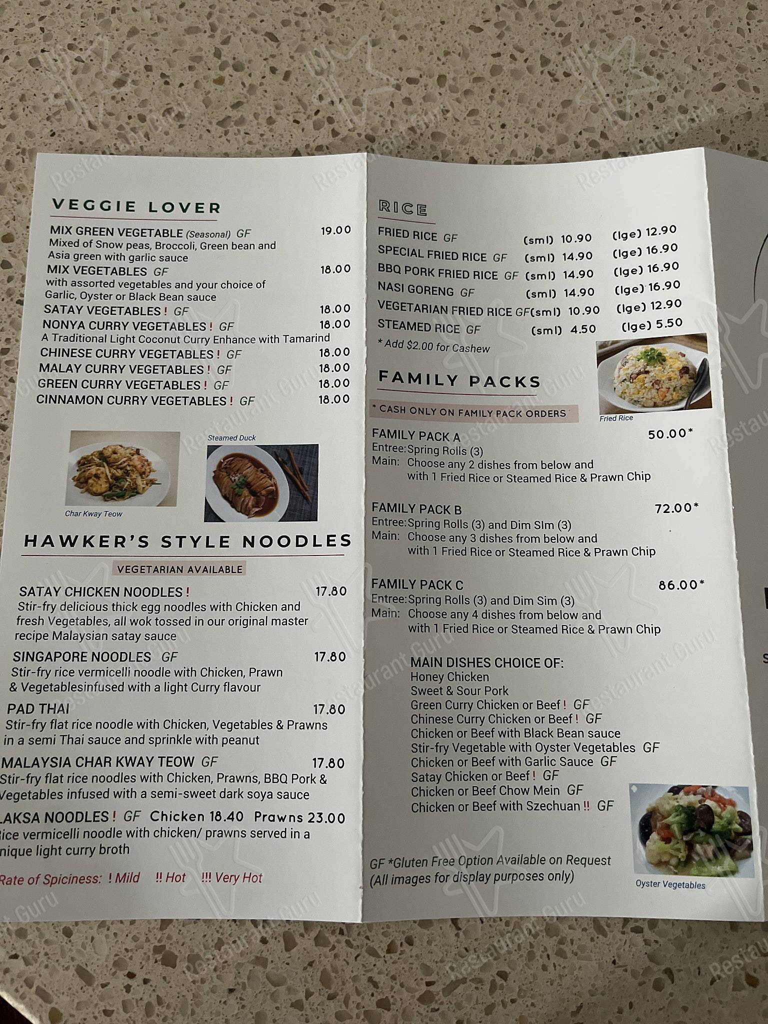 Menu at Pedas Malaysia and Chinese Restaurant, Coolum Beach
