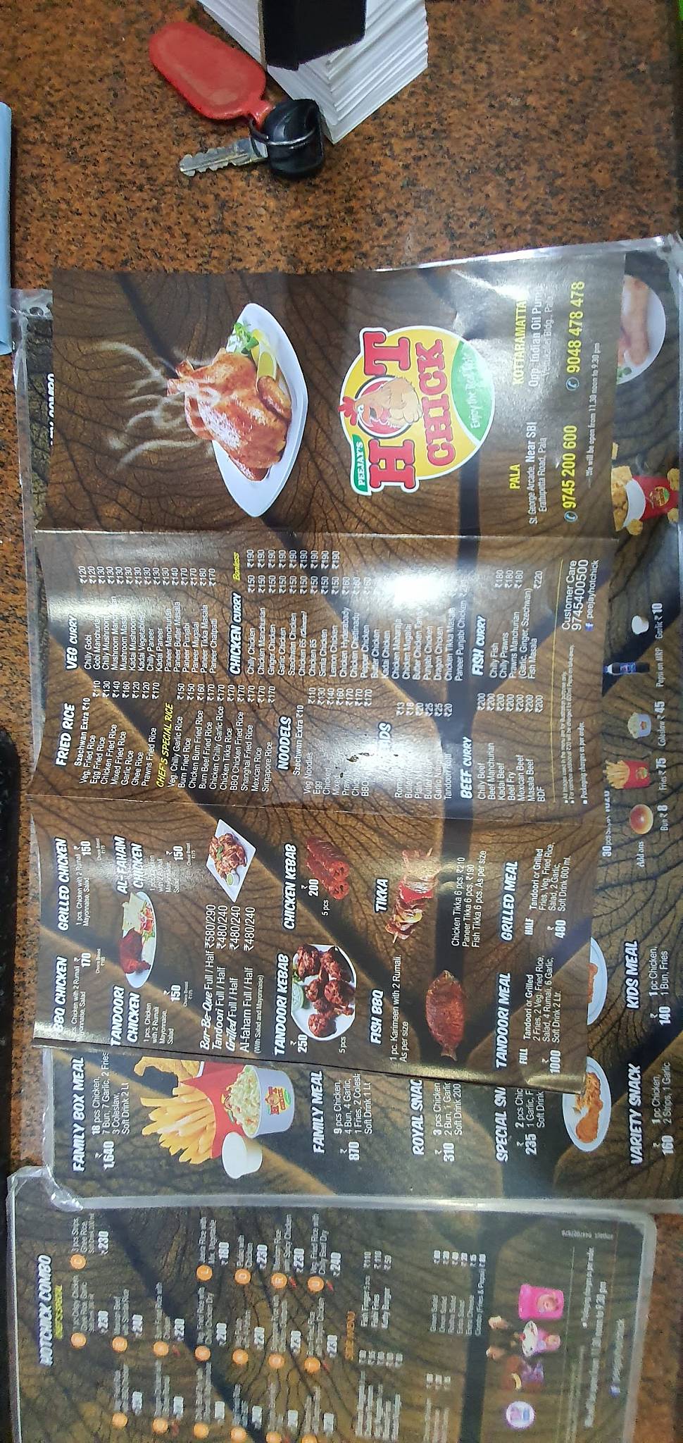 Menu at Peejay's Hot Chick, Pala