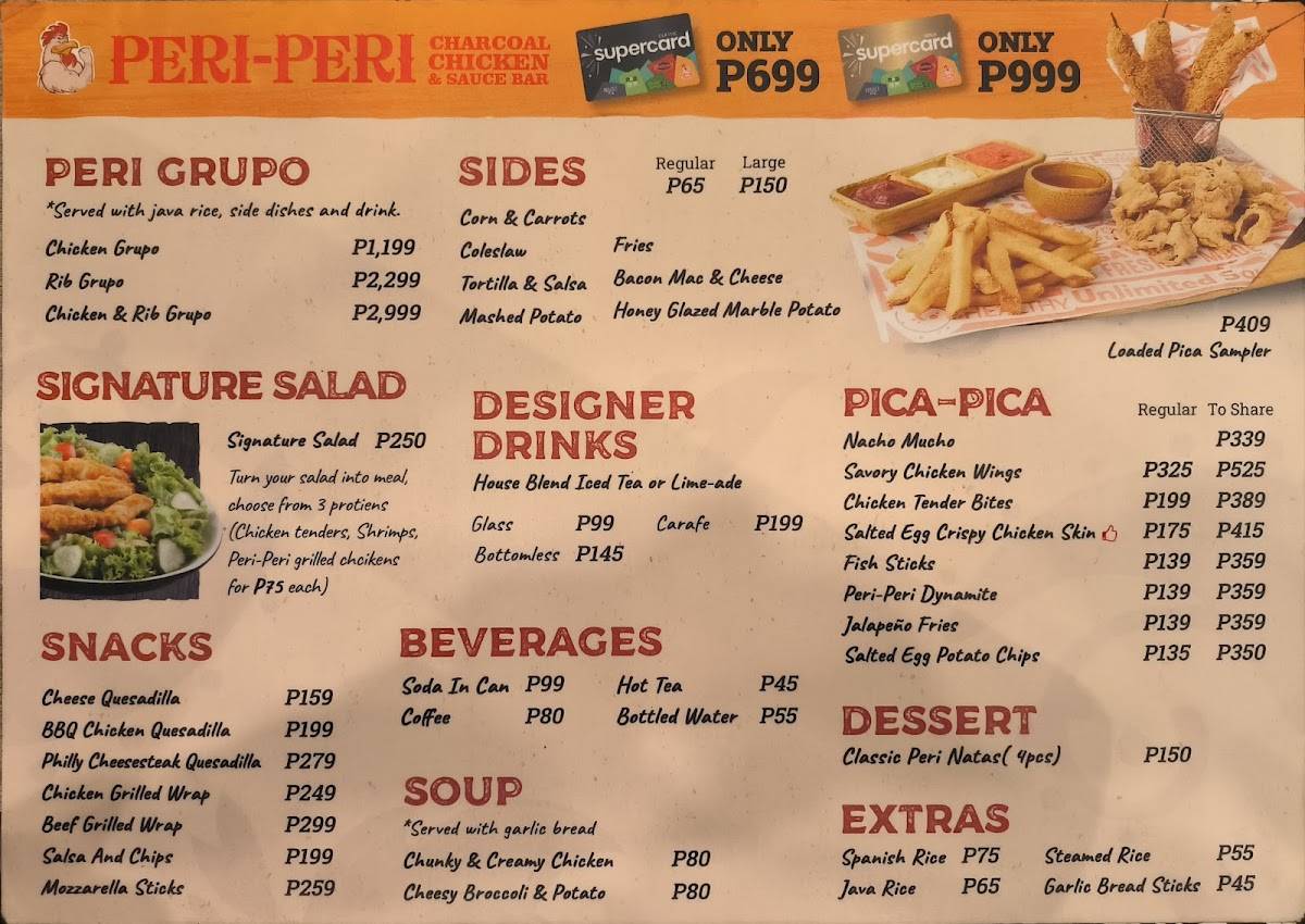 Menu at Peri Peri Charcoal Chicken restaurant, Marikina