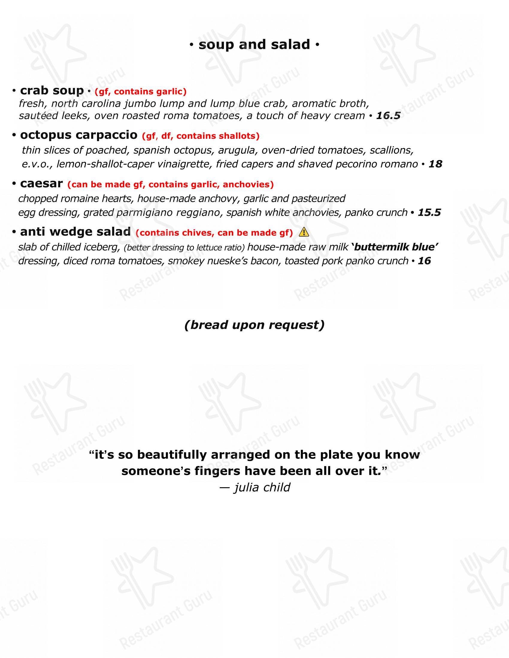 Menu at Perrone's Restaurant and Bar, Pawleys Island