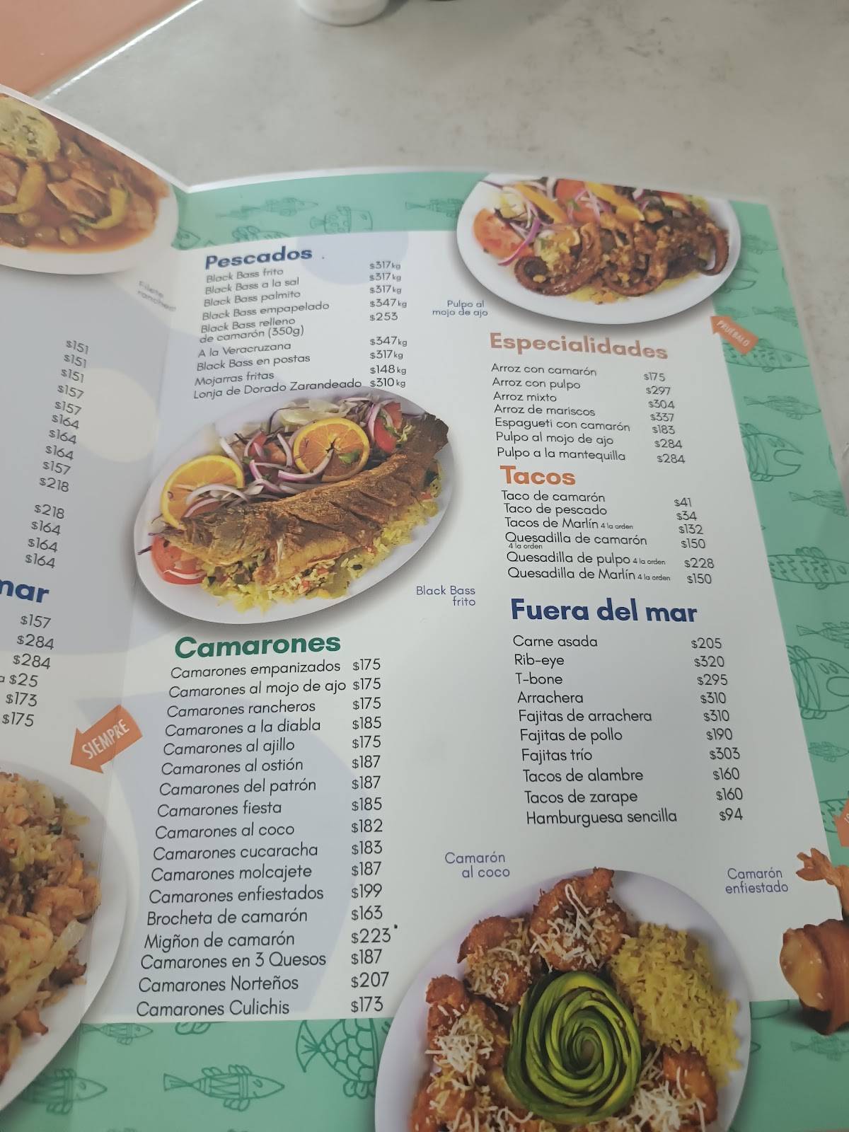 Carta del restaurante Pescados Y Mariscos Valcor Equus, Chihuahua