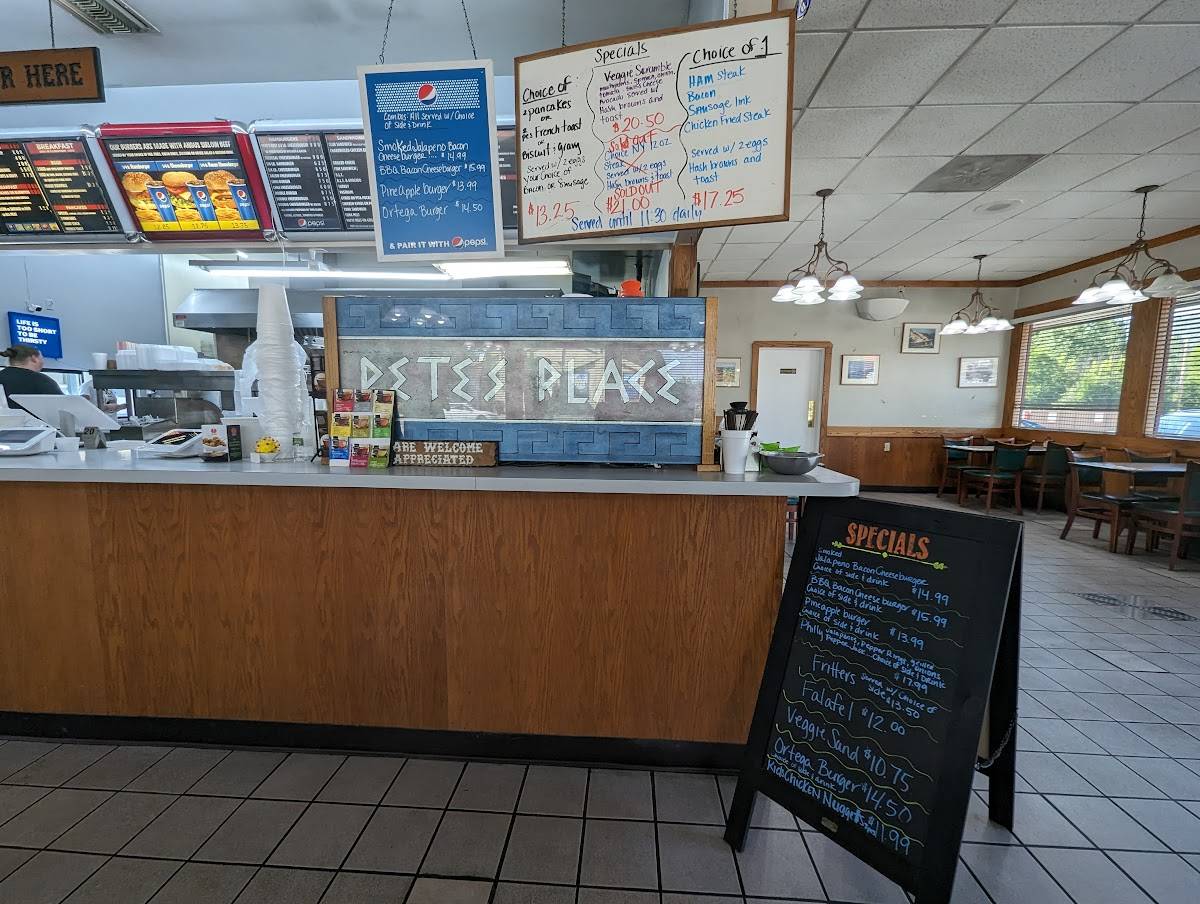 Menu at Pete's Place restaurant, Oakhurst