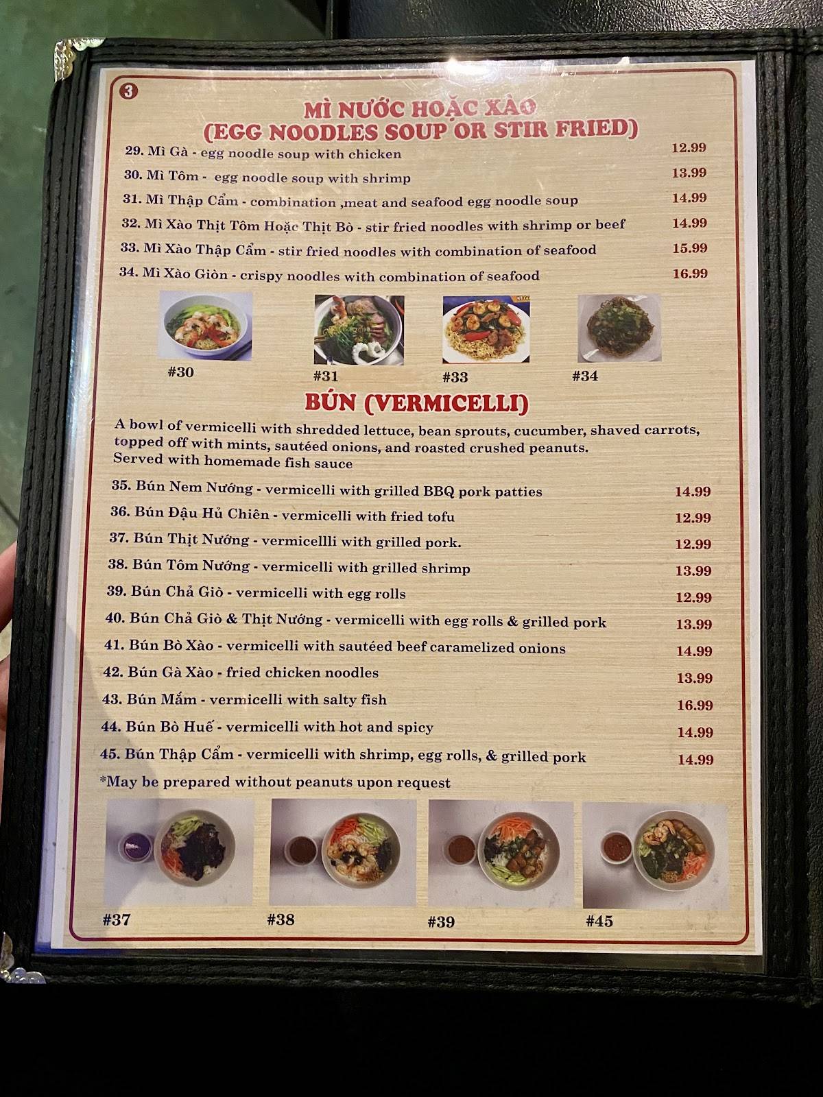 Menu at Phó Só 8 restaurant, Memphis