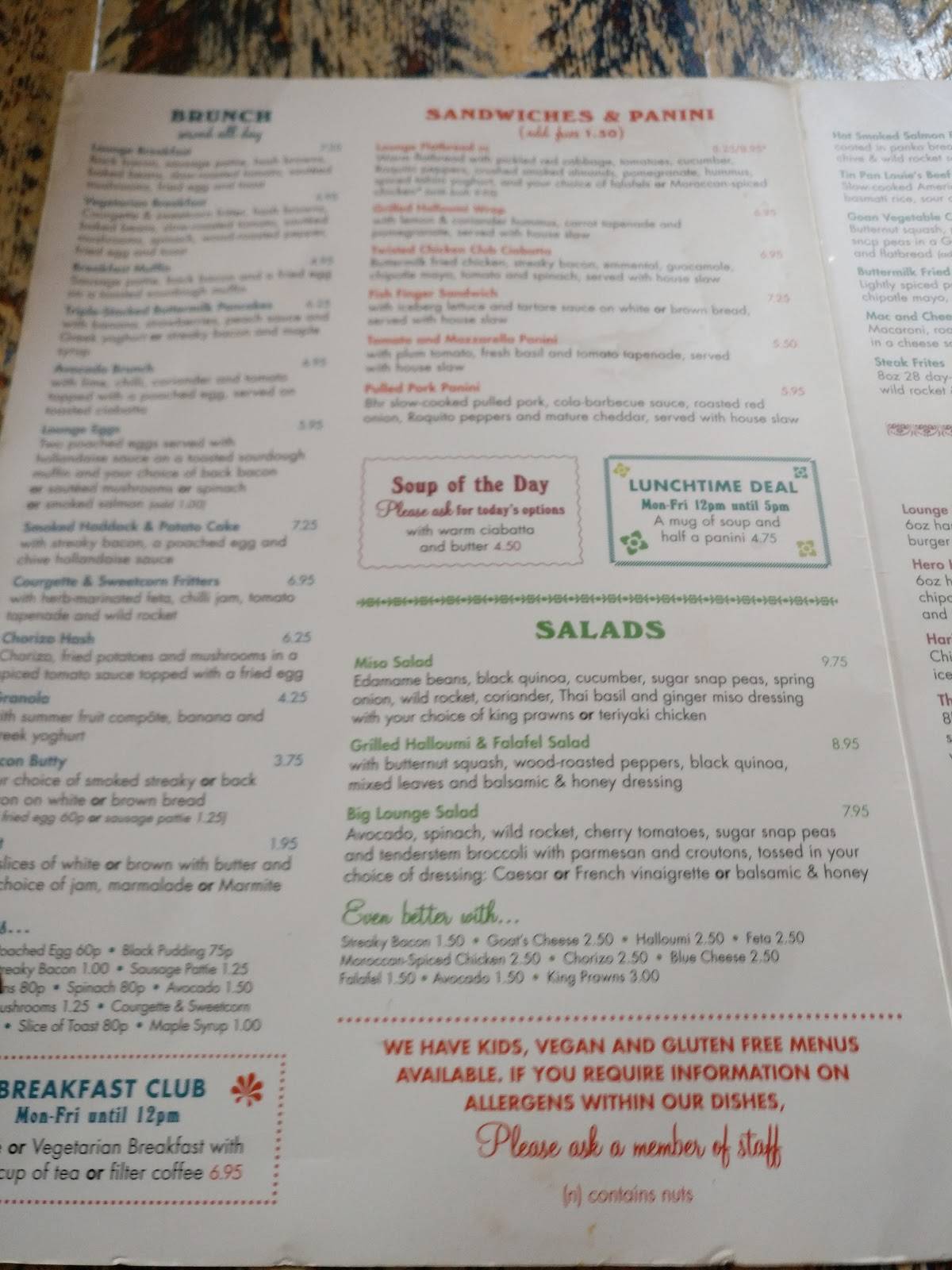 Menu at Pico Lounge pub & bar, Glossop