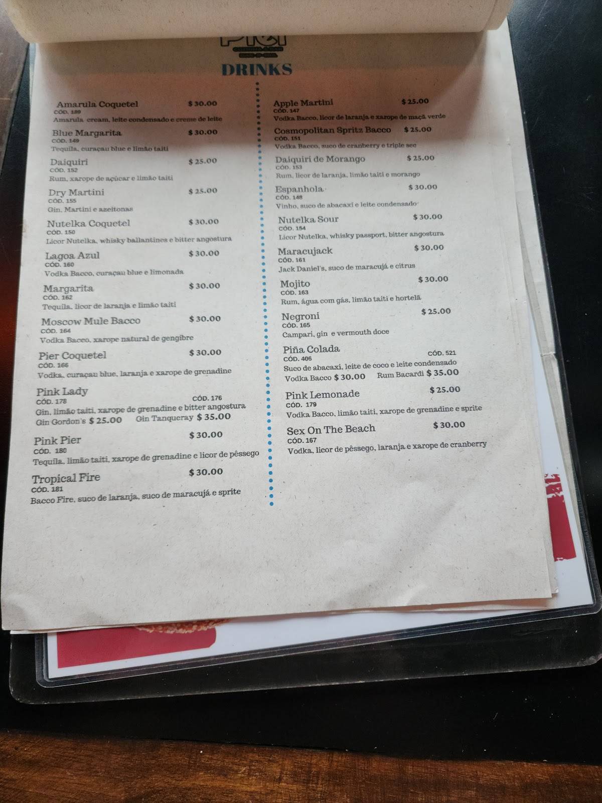 Menu em Pier Cozinha & Bar, Iguape