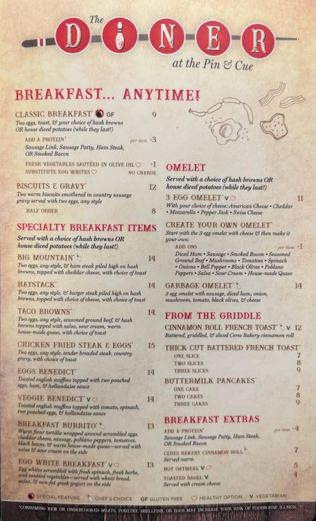 Menu at Pin & Cue pub & bar, Whitefish