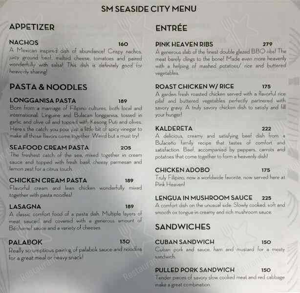 Menu at Pink Heaven Bakeshop And Bistro desserts, Cebu City, 7VJJ+FM4