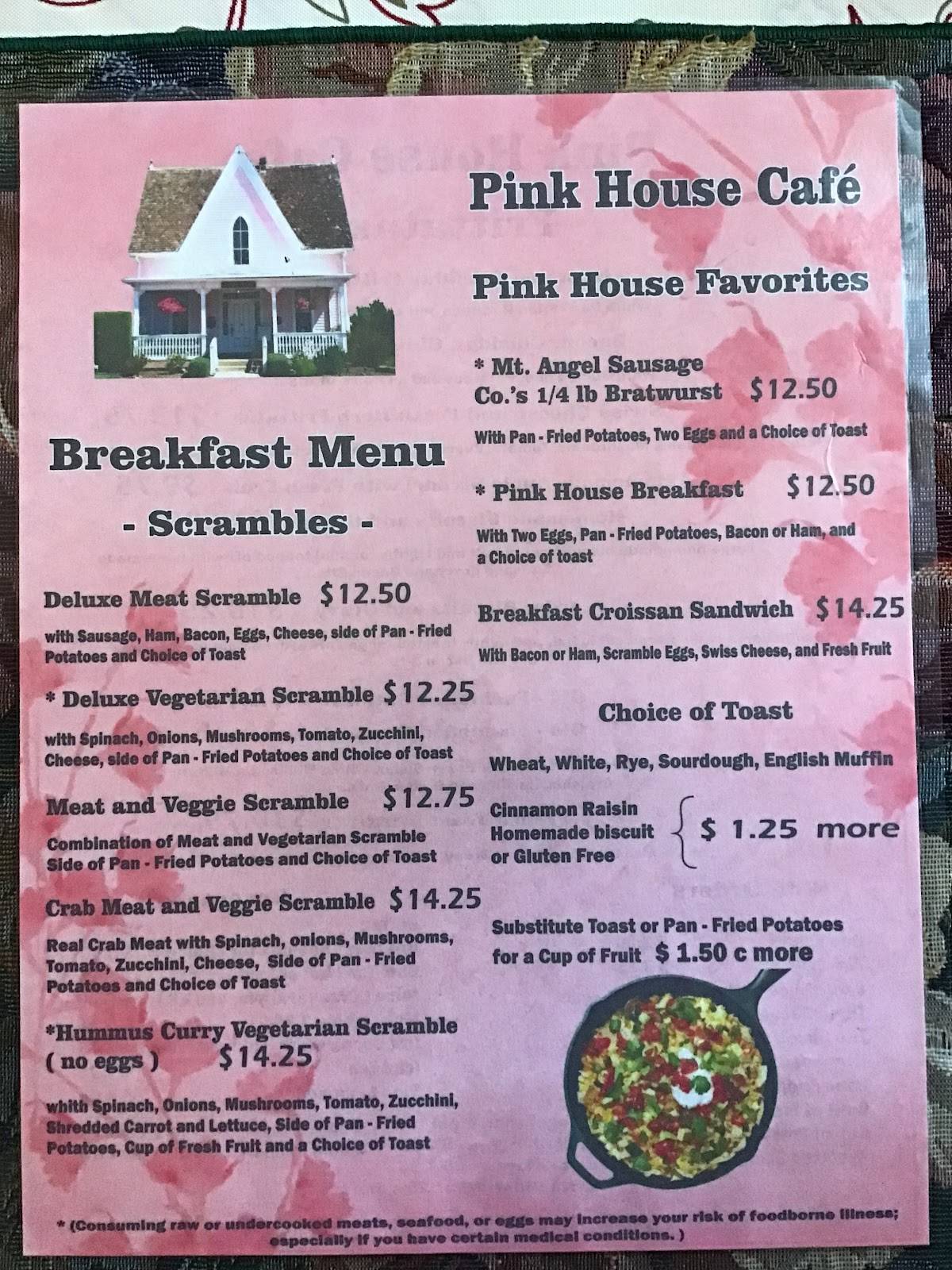 Menu at Pink House Cafe, Independence