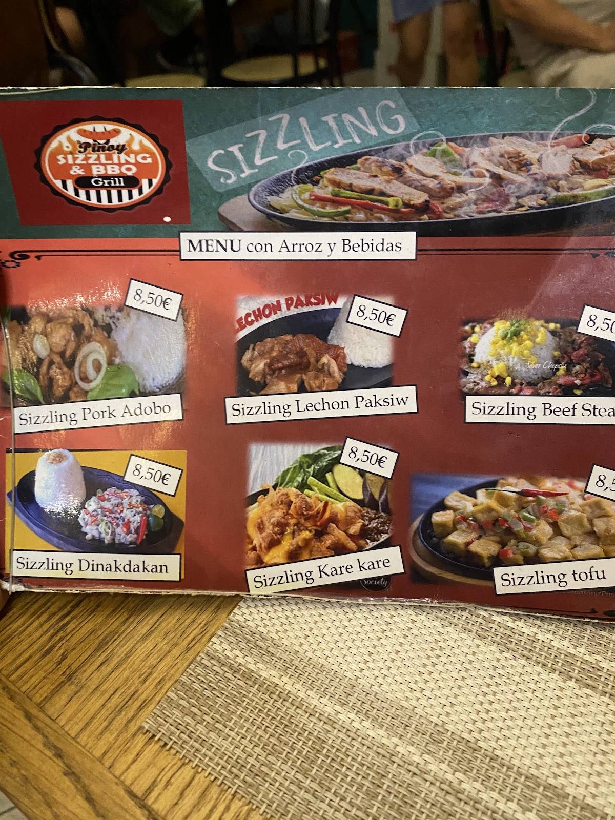 Menu at Pinoy Sizzling & BBQ Grill, Madrid