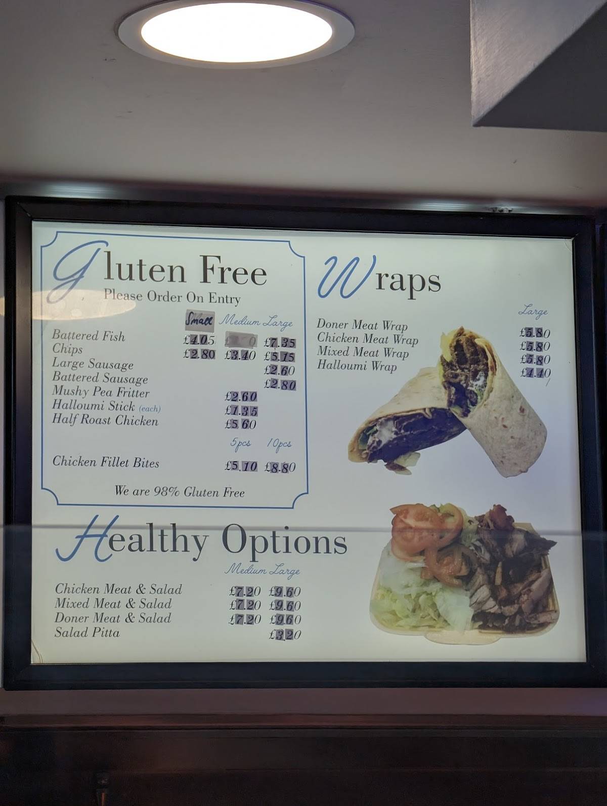 Menu at Pisces Fish Bar, Stoke-on-Trent