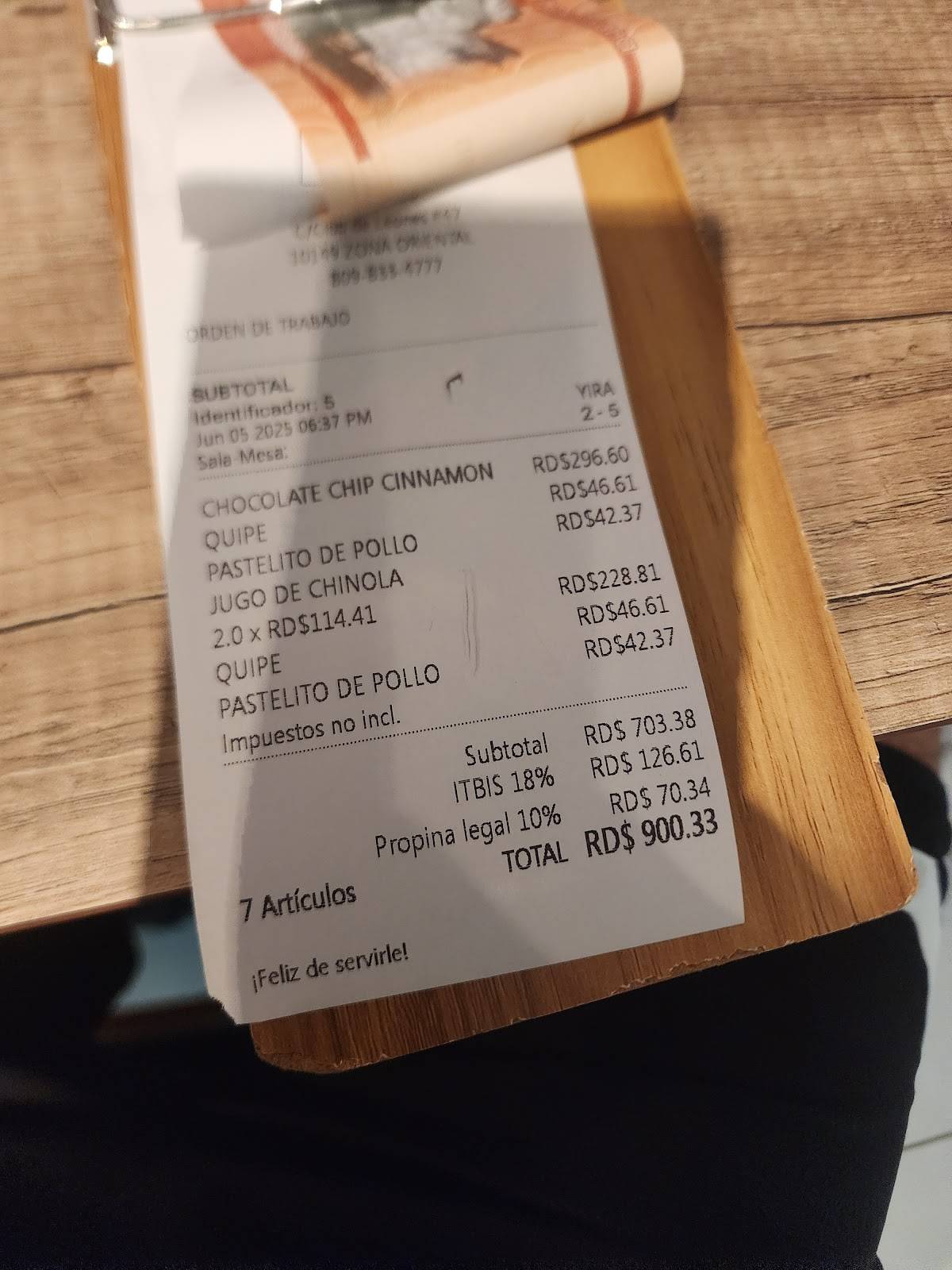 Carta del café Pizca del Sal, Santo Domingo Este
