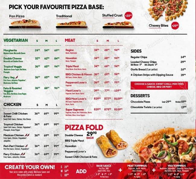 Speisekarte von Pizza Hut Lenasia, Lenasia, Signet Terrace Shopping Centre