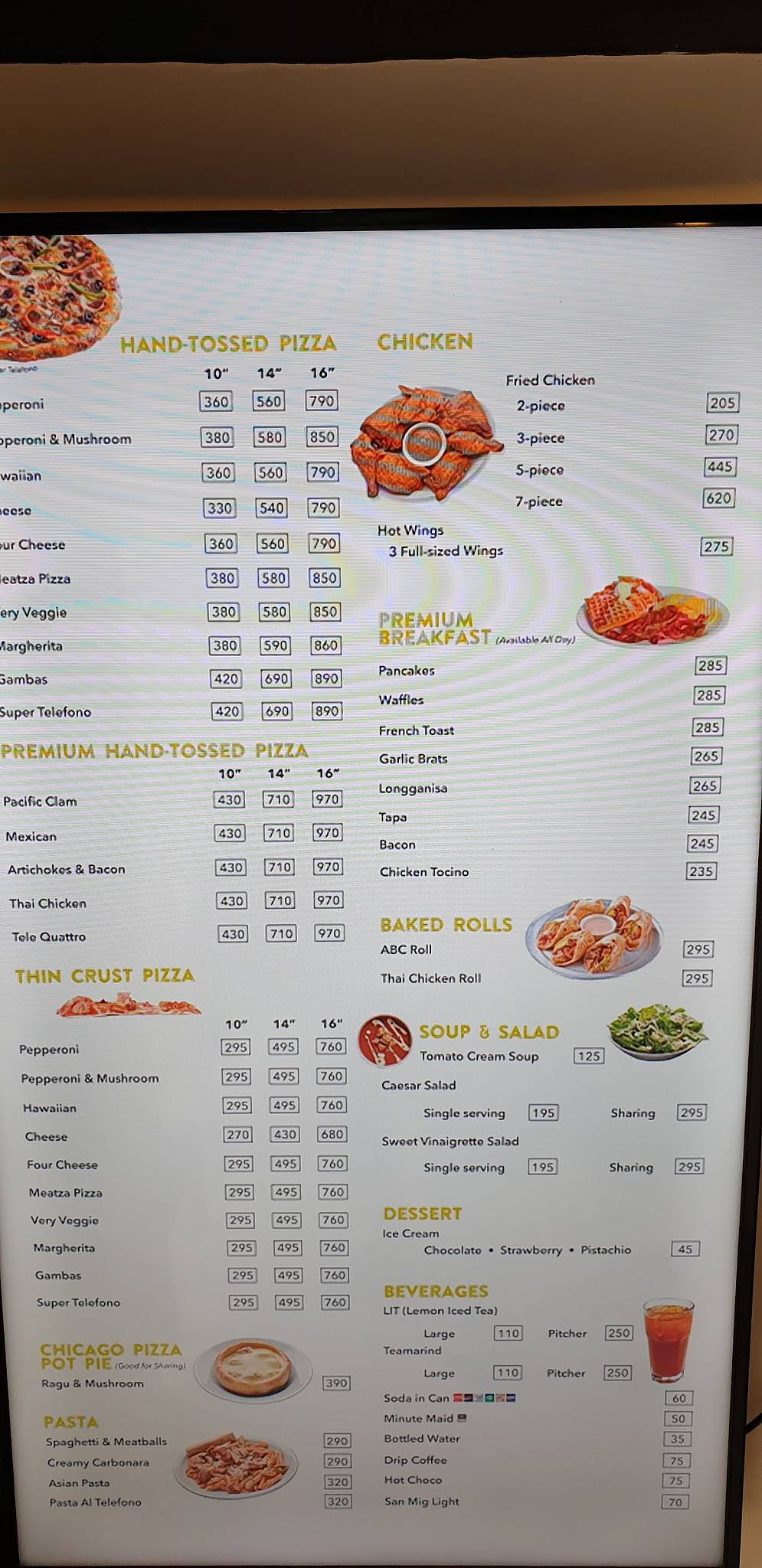 Menu at Pizza Telefono restaurant, Parañaque