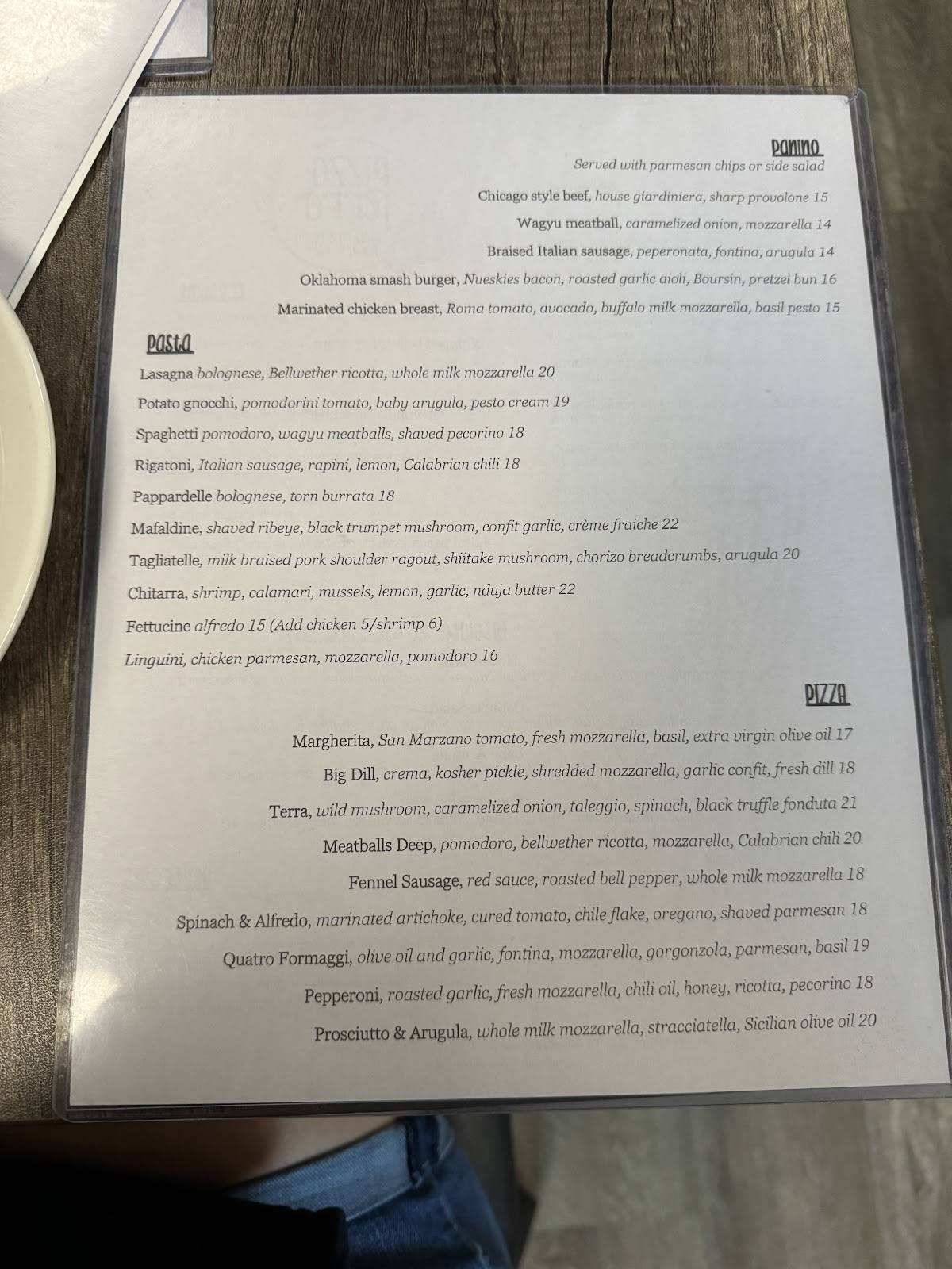 Menu at Pizza Terra pizzeria, Burns Harbor
