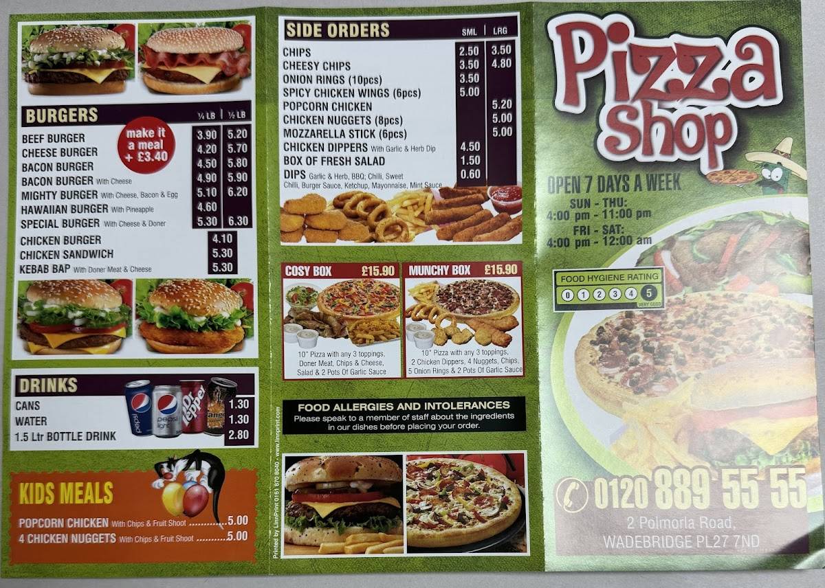Menu at Pizza shop pizzeria, Wadebridge