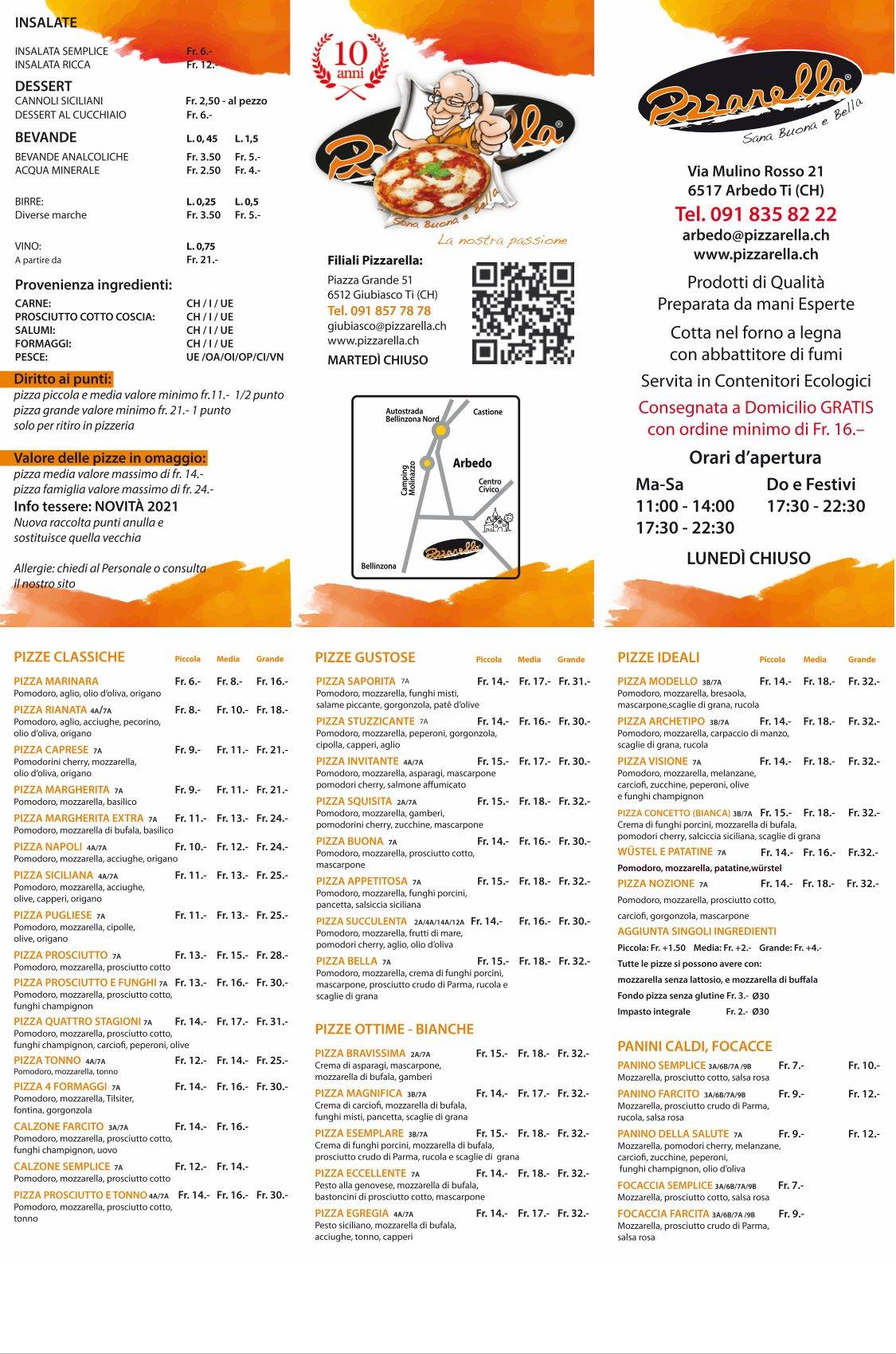 Menu da Pizzarella, Arbedo-Castione, Via Mulino Rosso 21