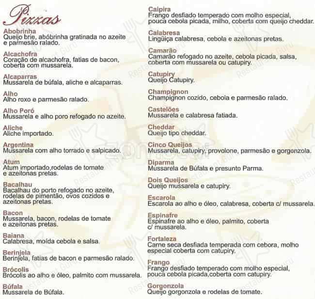 Menu em Pizzaria Paulino, São Paulo, R. Américo Brasiliense
