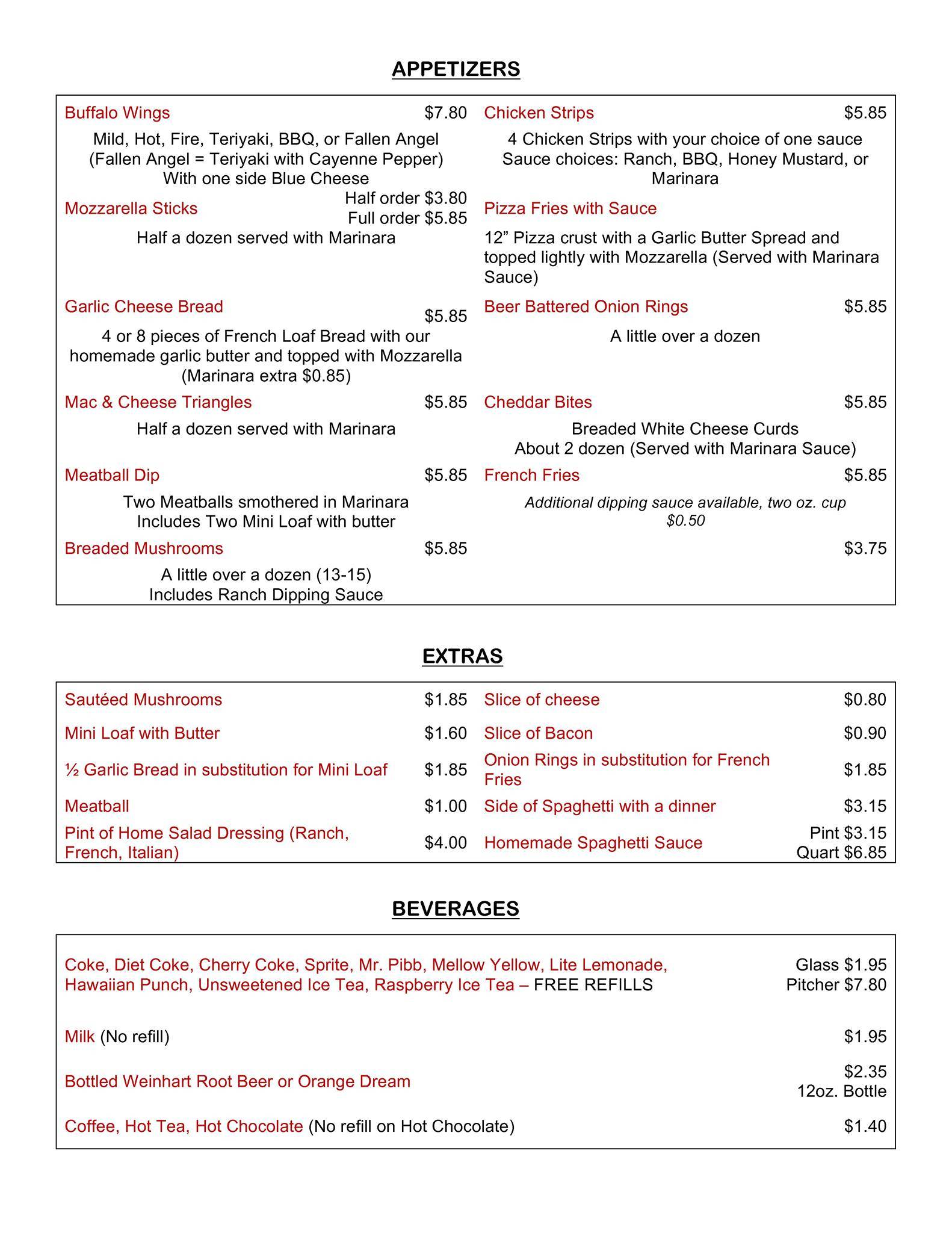 Carta de pizzería Hearthside Pizza, Saint Paul