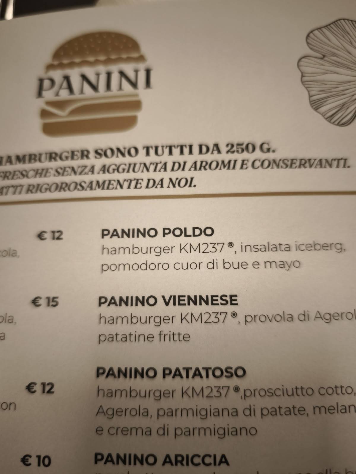 Menu at Km 237 pizzeria, Paolisi