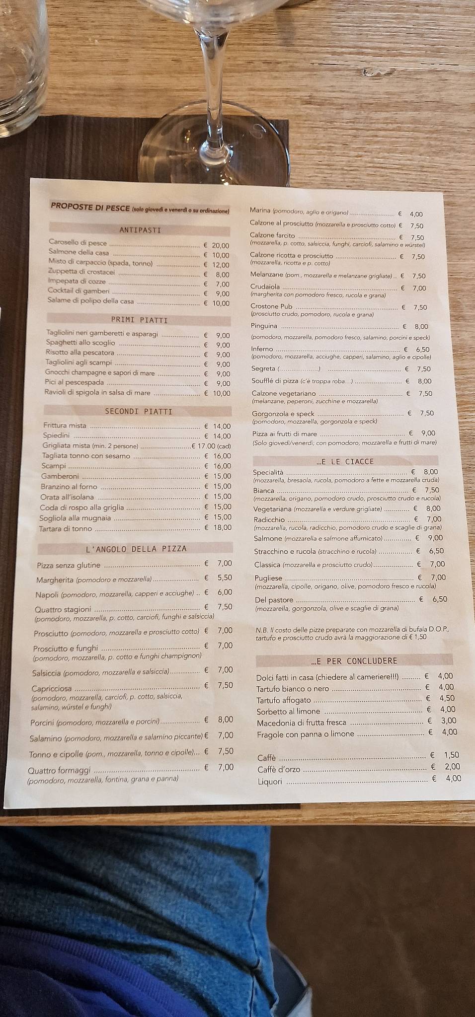 Menu da Ristorante La Giostra, Arezzo