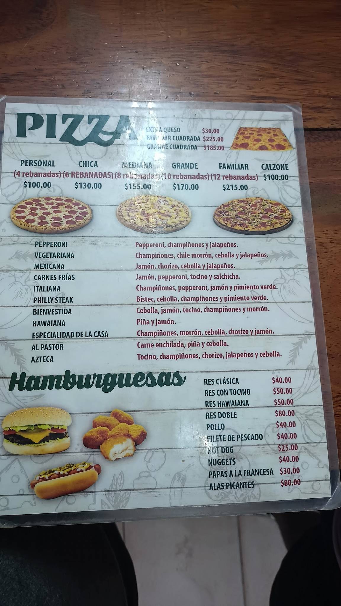 Carta de Pizzeria Melanie, Santiago Juxtlahuaca