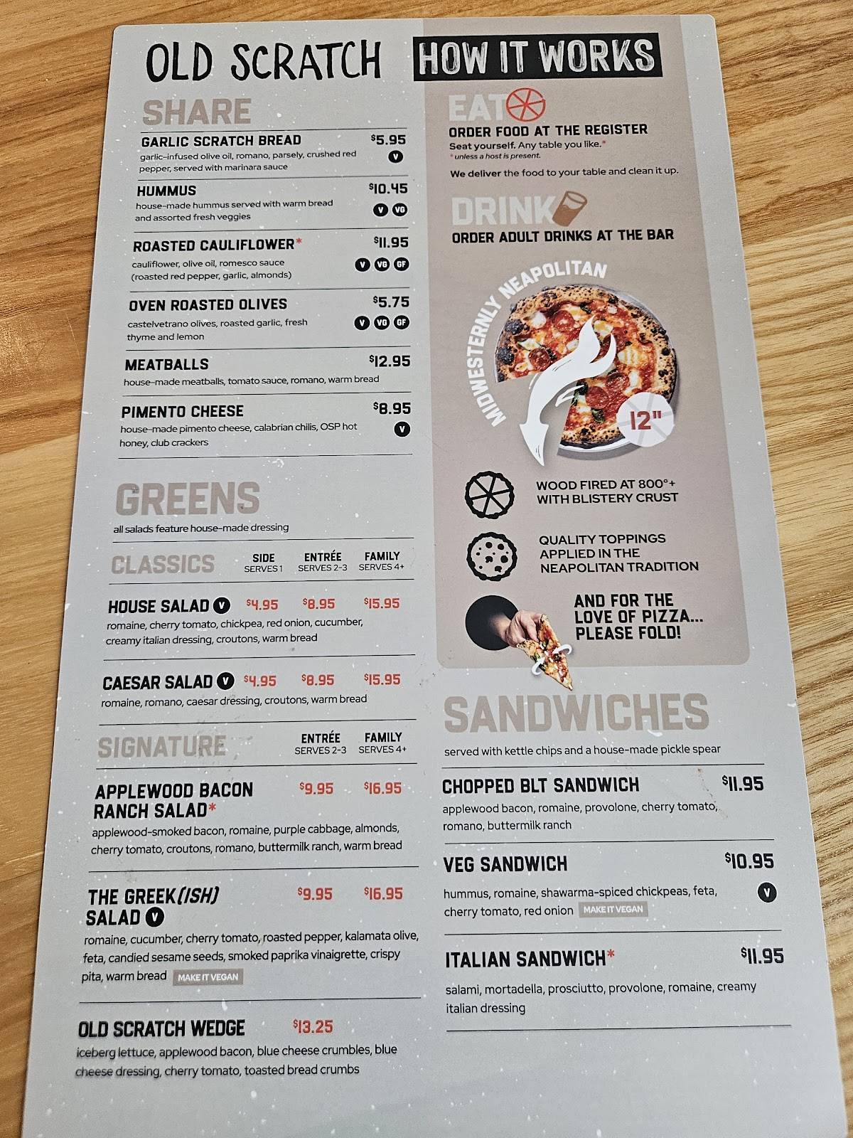 Menu at Old Scratch Pizza & Beer pizzeria, Beavercreek, Dayton Xenia Rd