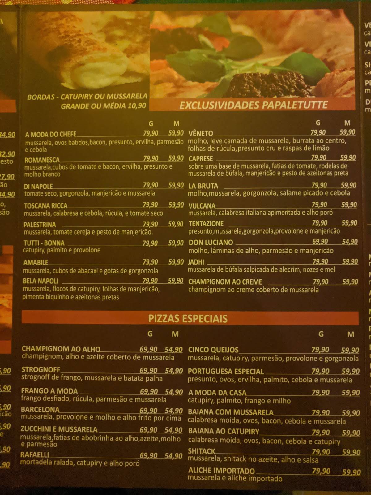 Menu em PapaleTutte pizzaria, Guaratinguetá