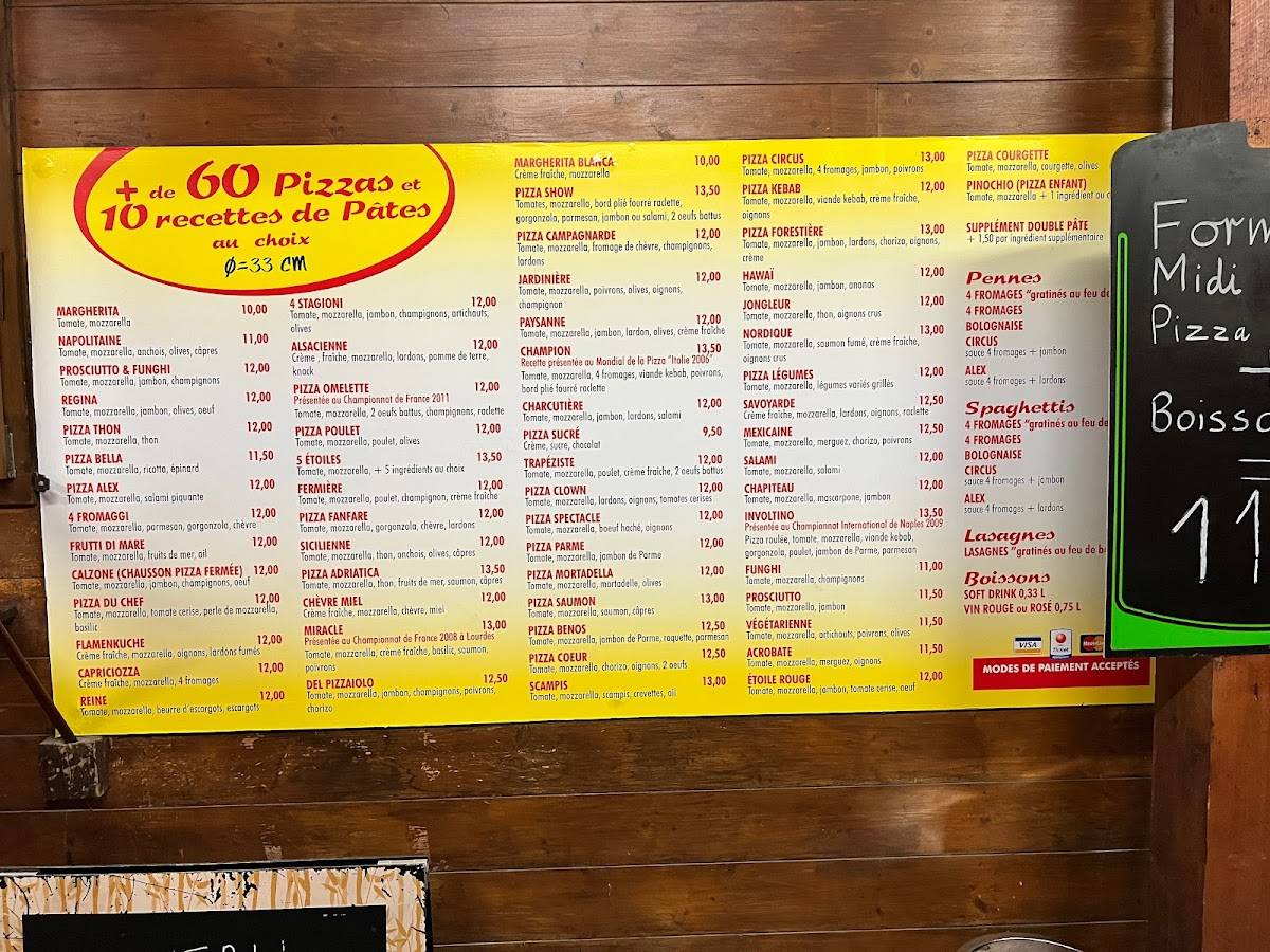 Menu au Pizza Circus 2 pizzeria, Villers-la-Montagne