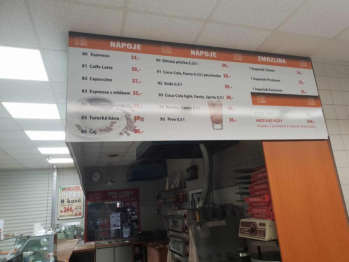 Menu at Pizza Del Monte pizzeria, Třebíč