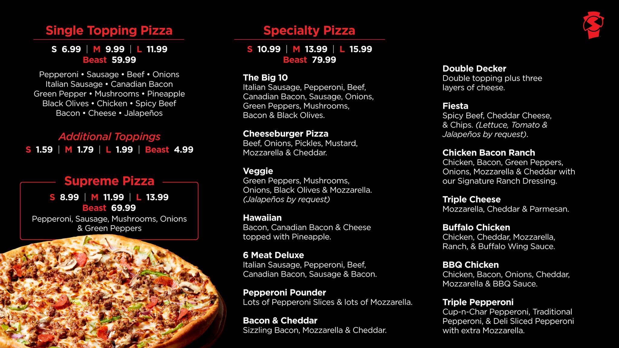 Menu at Simple Simon's Pizza pizzeria, Glenpool, Vancouver Ave