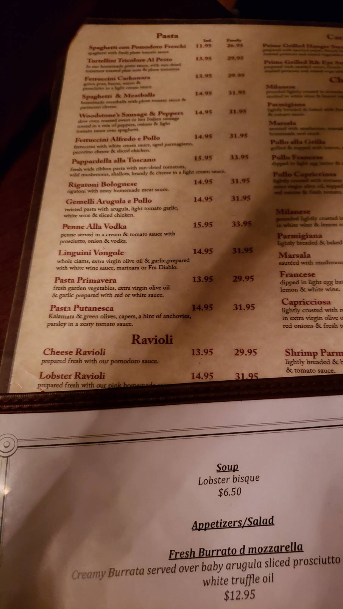 Menu at Woodstone Pizza Bar & Grill, Rochelle Park