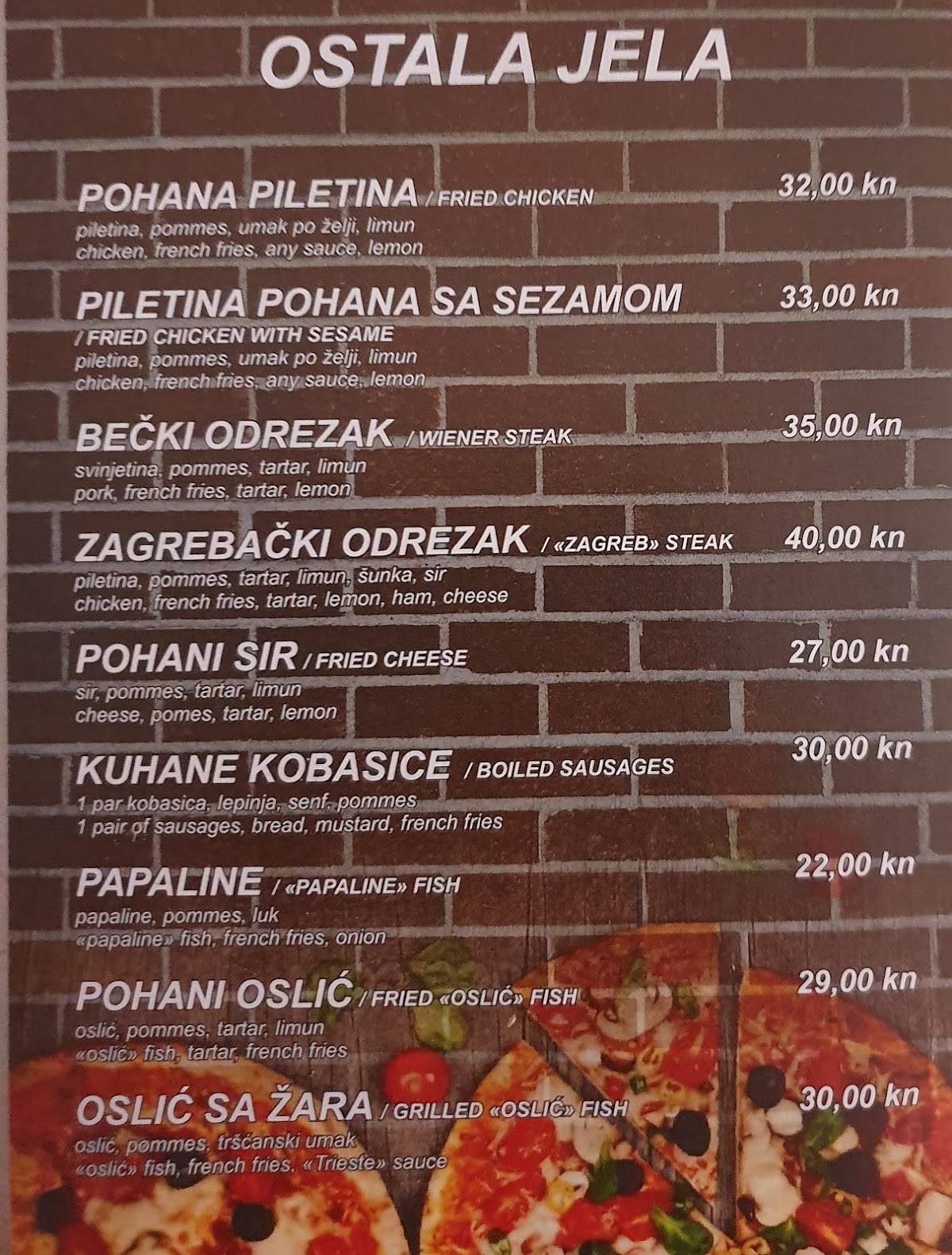 Menu at Pizzeria & Bistro Garfield, Križevci