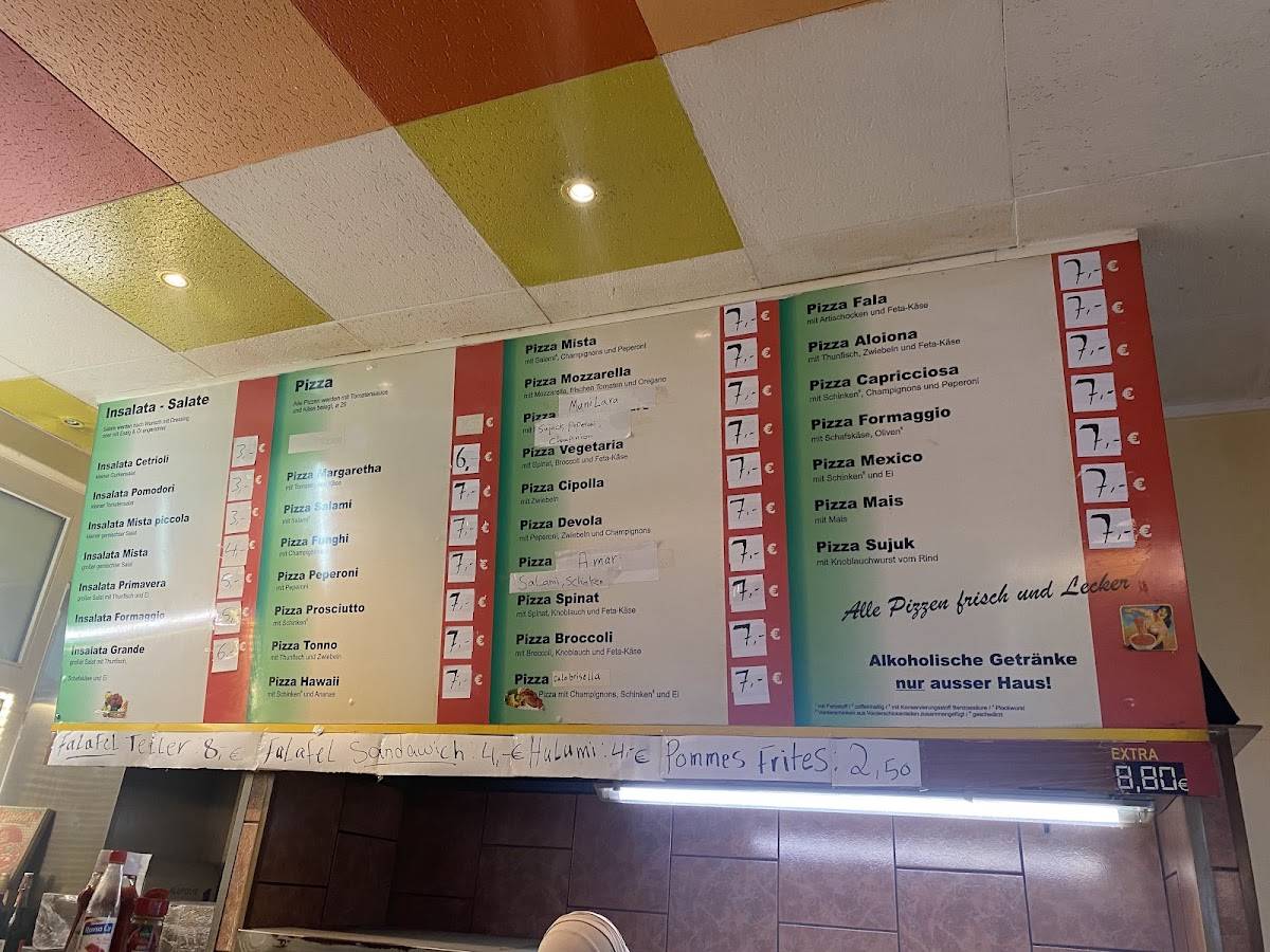 Menu at Pizzeria calabrisella, Berlin