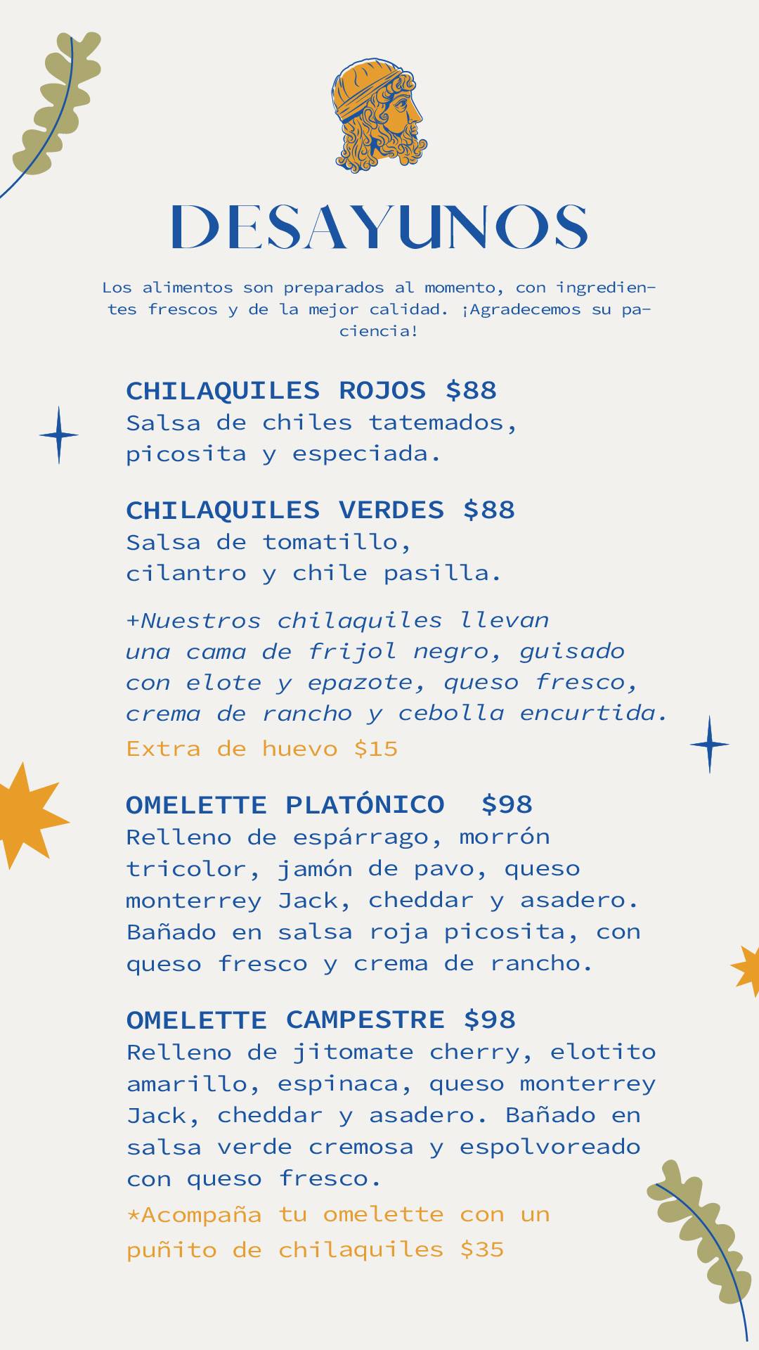 Menu at Plato Cafetería, Guadalajara