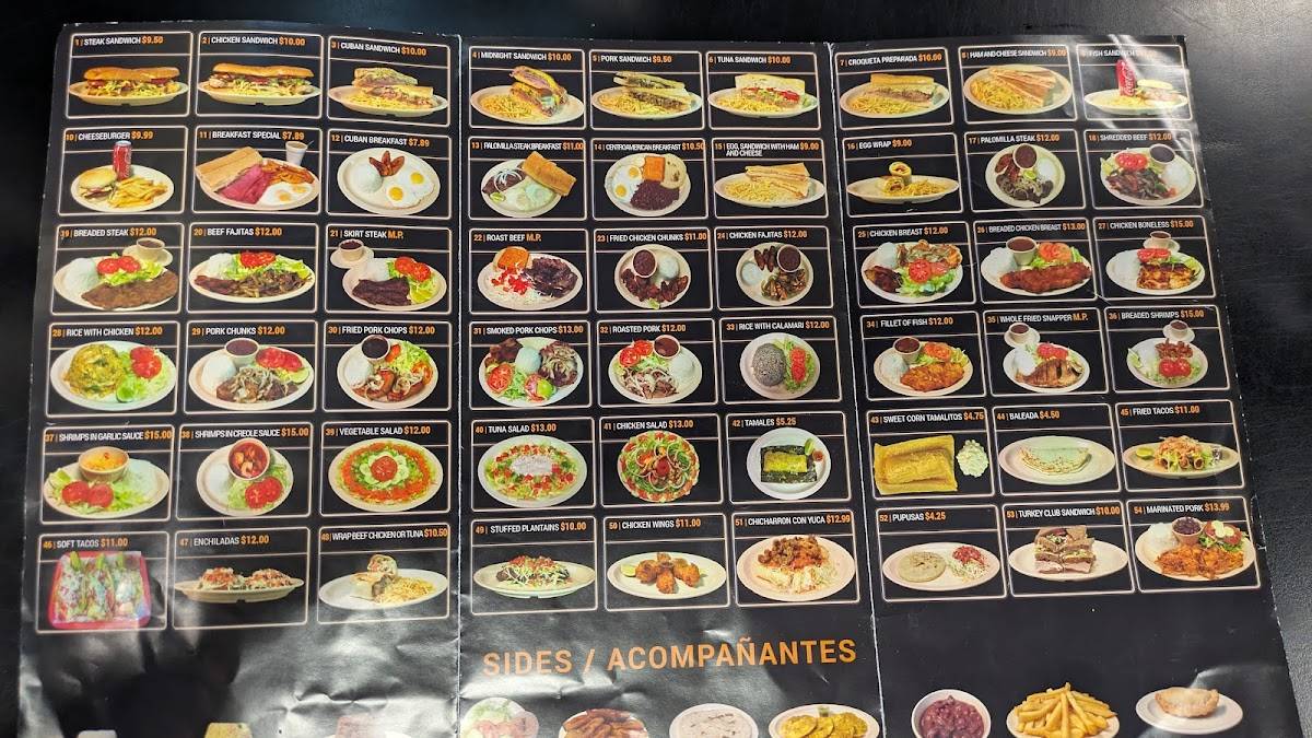 Menu at Playa Cafe, Miami Beach