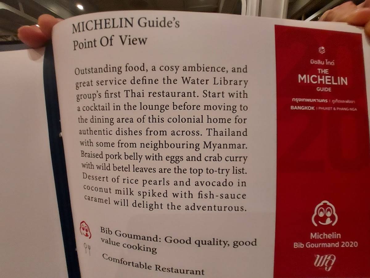 Menu at Plu restaurant, Bangkok