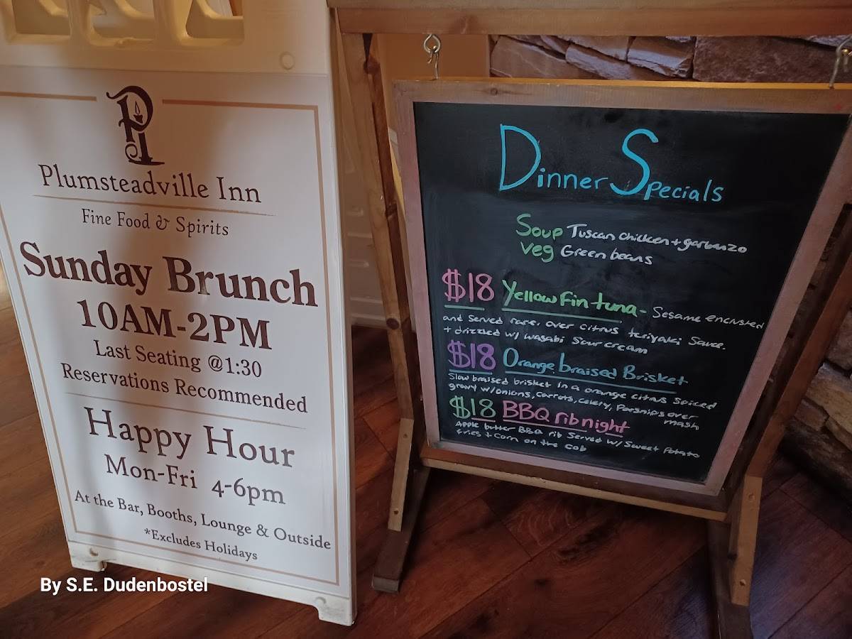Menu at Plumsteadville Inn pub & bar, Plumsteadville
