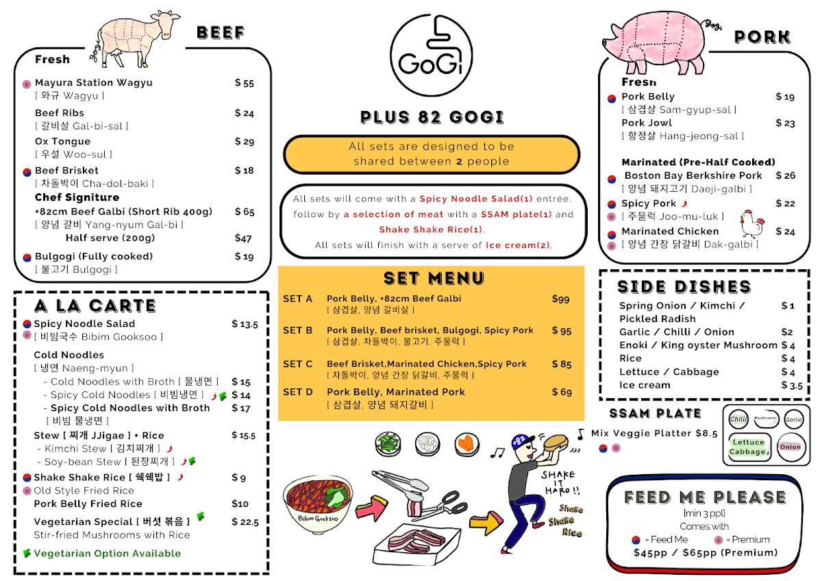 Menu at Plus 82 GoGi korean BBQ restaurant, Adelaide, 12 Eliza St